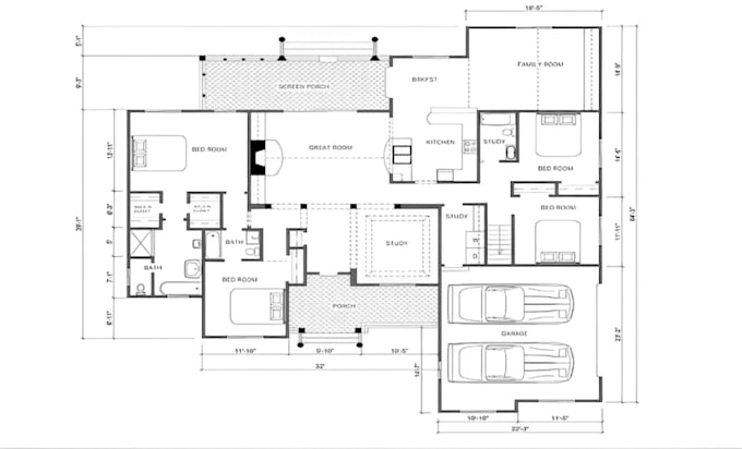 Draw 2d architectural floor plan, autocad 2d elevation, site plan, cad drawing by Archy_helen ...