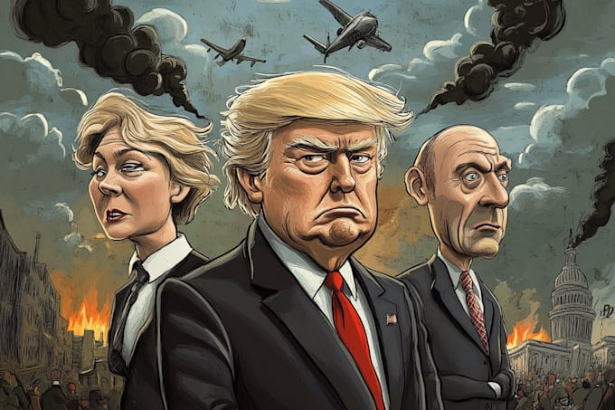 Draw political caricature and cartoon by Basourie | Fiverr