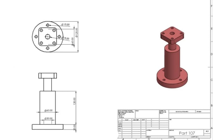 Technical drawing, mechanical design 3d cad modeling industrial product ...