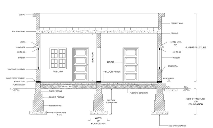 Draw 2d architectural autocad floor plan, house cad drawing, 2d autocad drafting
