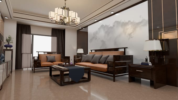 Modify 3d living room interior, minimalist bedroom, changes building ...
