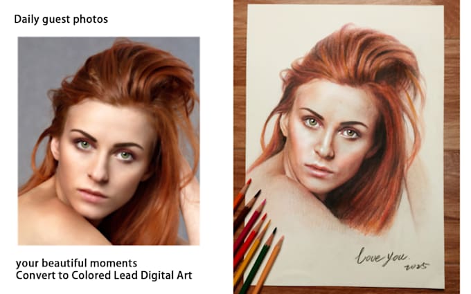 Draw your perfect portrait with colored pencils by Wfpainting | Fiverr