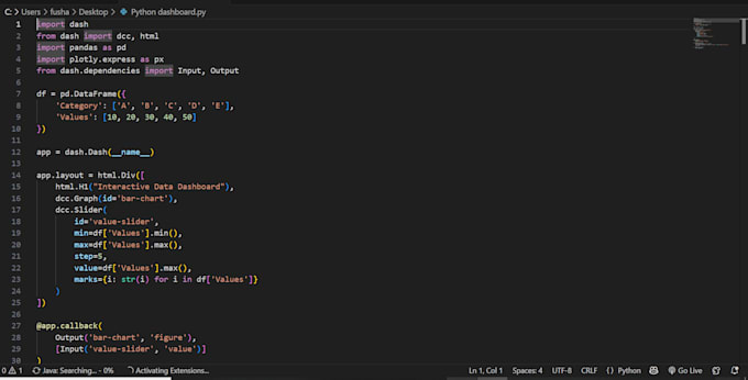 Create an interactive data dashboard with python and dash by Lela_1 | Fiverr