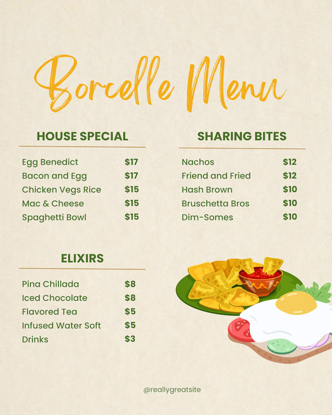 Do modern restaurant menu design by Achala231 | Fiverr