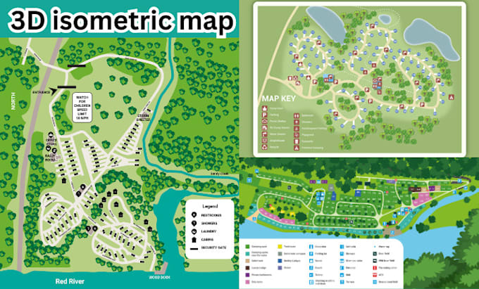 Isometric map illustration 3d map design event vector map rpg fantasy ...