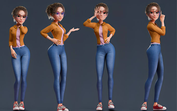 Create 3d cartoon character stylized character modeling character animation rig by Rollars | Fiverr