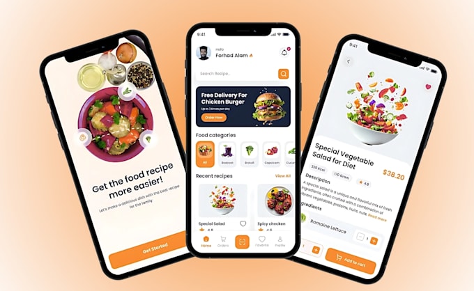 Do custom modern ui ux design figma mobile app web app prototype flutterflow app by Dave_cottle ...