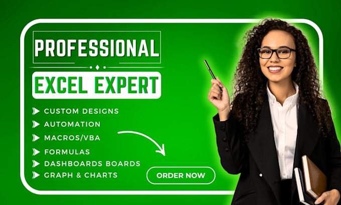 Create custom excel spreadsheets, automation, dashboards, formulas, vba ... Create custom excel spreadsheets, automation, dashboards, formulas, vba ...