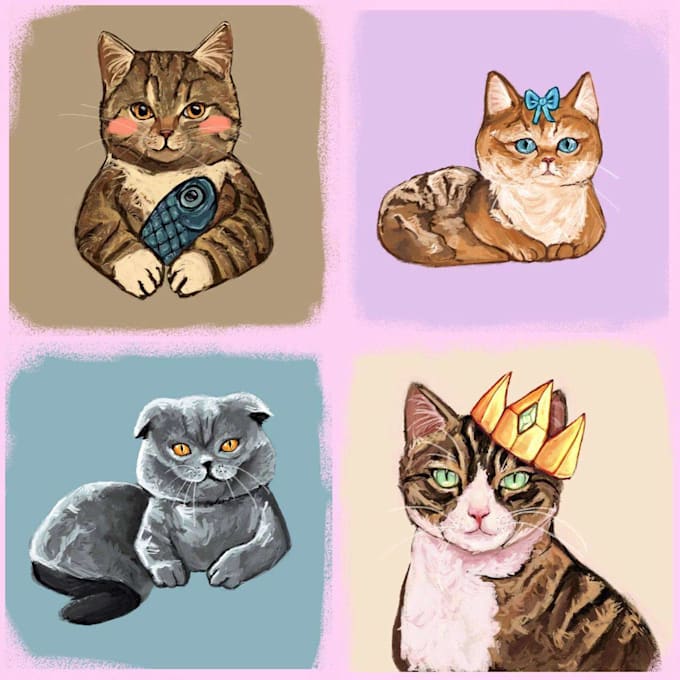 Custom cat portrait art by Ackwa_1 | Fiverr