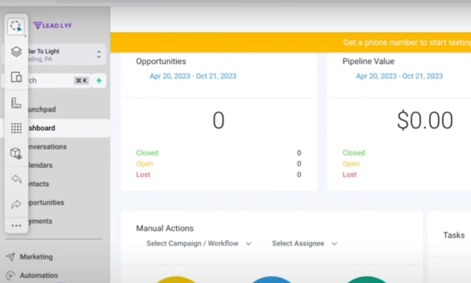 Create gohighlevel dashboard login page sales pipeline report data ...
