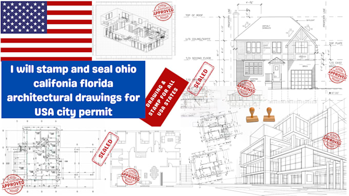 Stamp and seal ohio califonia florida architectural drawings for usa ...