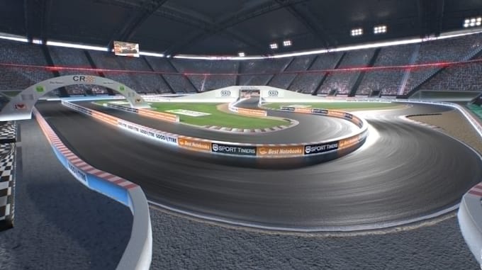 Generic 3d railway,speedway infrastructure,race track,track office ...