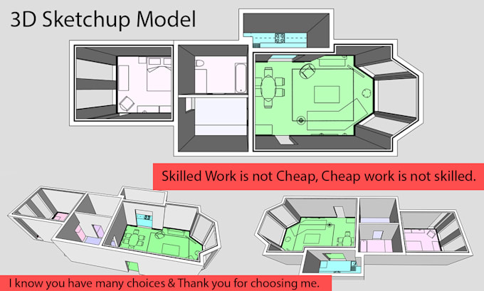 Create super fast floor plan, exterior and interior, 3d model sketchup ...
