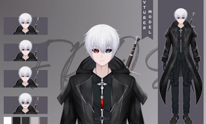 Draw custom character sheet vtuber reference sheet vtuber oc anime ...