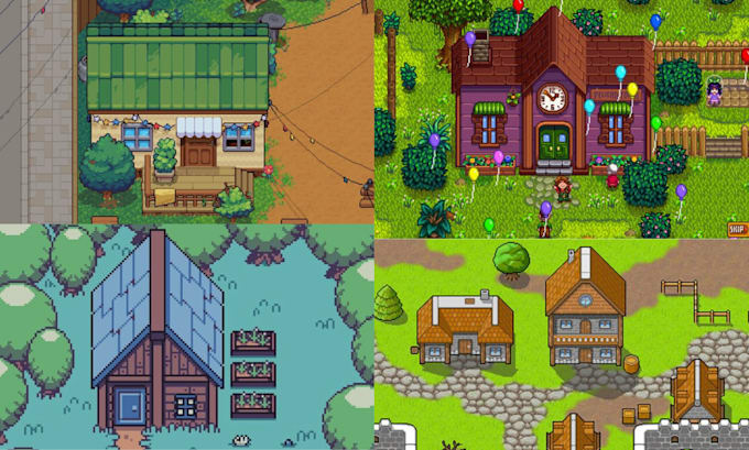 Do top down 2d pixel art tile set background sprite sheet sprites tile ...