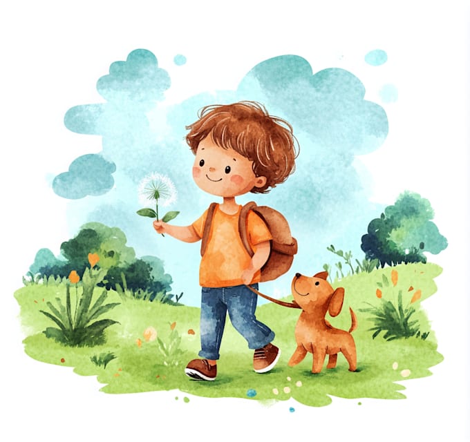 Children story book illustration watercolor by Pantisyabasicu | Fiverr
