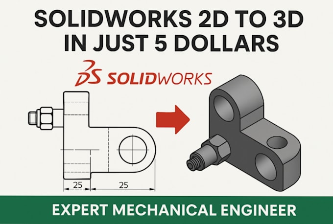 Convert your 2d drawings to 3d models in solidworks by Muazamsaeed | Fiverr