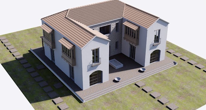 Revit 3d tropical house,village, farm house landscape,render 3d ...