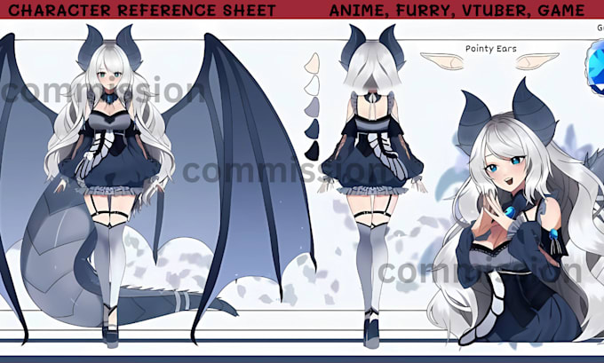 Draw anime character reference sheet for vtuber, game, oc, sticker ...