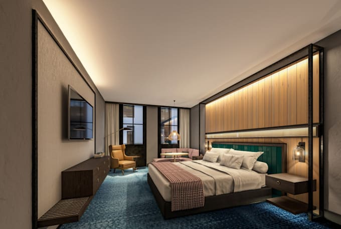 Design detail remarkable hotel interior, event hall rendering ...