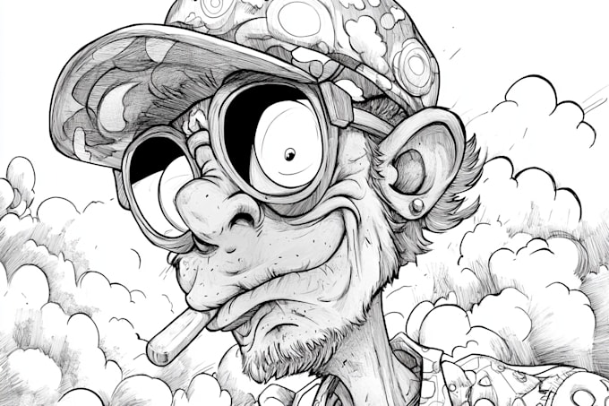 Draw black and white funny cartoon line art by Jancoysens | Fiverr