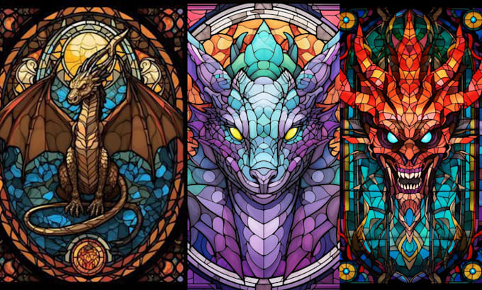 Draw amazing pokemon fakemon digimon in stained glass art style by Toby ...