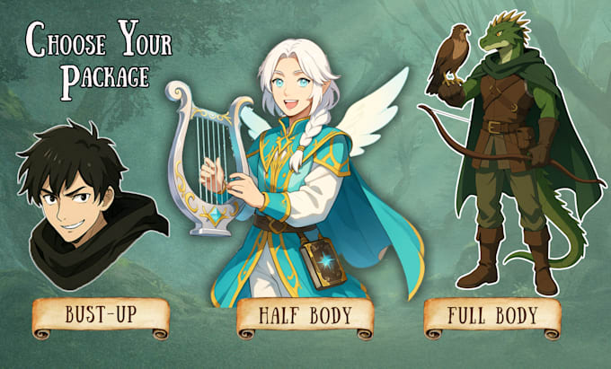 Draw fantasy character design dnd, pathfinder, etc by Adikarip | Fiverr