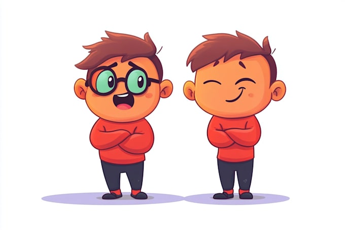 Draw simple cute 2d cartoon character in my style by Denosathis | Fiverr