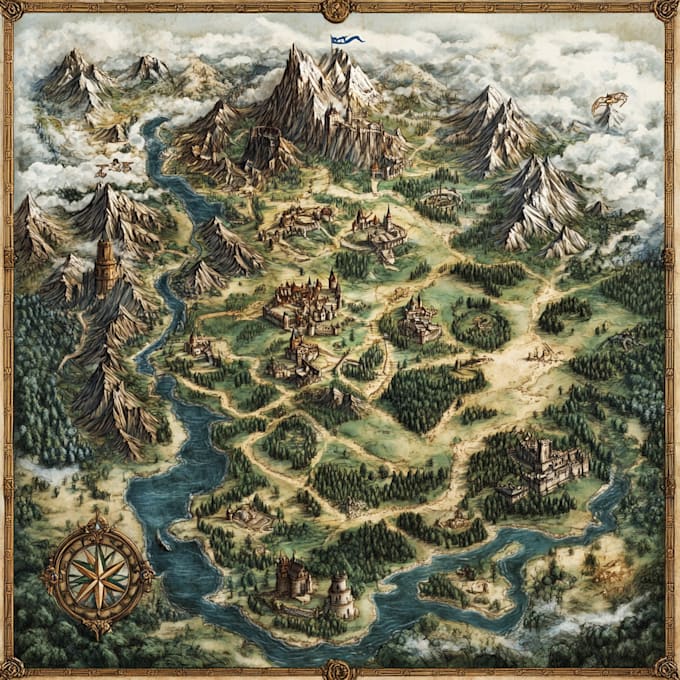 Do hand drawn dnd world map illustration by Uneekistian | Fiverr