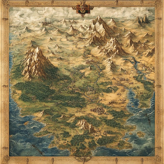 Draw a fantasy map with digital watercolours by Uneekistian | Fiverr