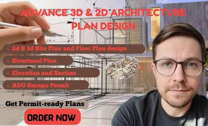 Do 3d architecture plan, blueprint floor plan map, city permit, office ...