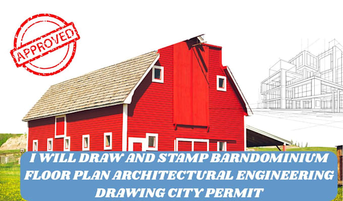 Draw stamp barndominium floor plan architectural engineering drawing ...