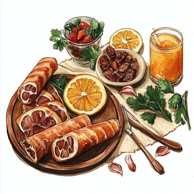 Create food illustration in my style by Lurdartuno | Fiverr