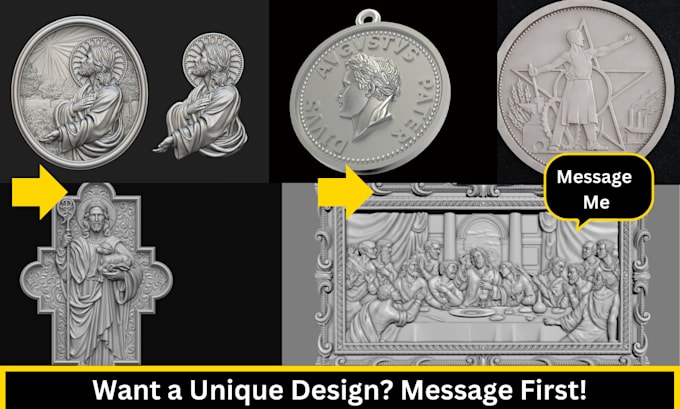 Sculpt 3d bas relief, medallion, coin model, 3d engraving, cnc design ...