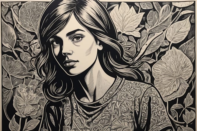 Draw a custom portrait in linocut style by Faheypps | Fiverr