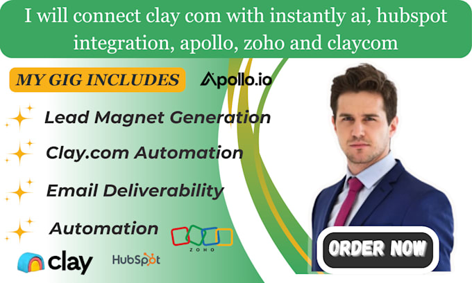 Connect clay com with instantly ai, hubspot integration and apollo and clayom by Lakeprove | Fiverr
