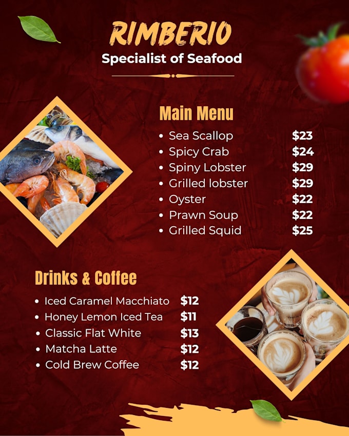 Design professional food menu designs by Mayan18 | Fiverr