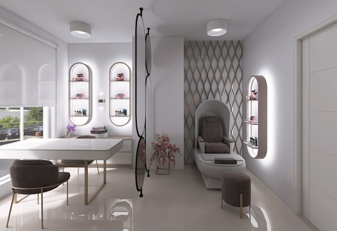 Refurbish 3d modern beauty salon,cgi barber shop, spa interior,render ...