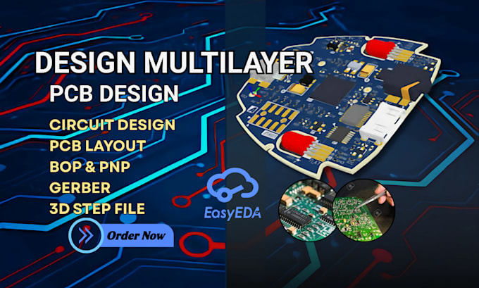 Design multilayer pcb layout with schematic gerbers kikad easyeda and prototype by Engr_reynolds ...