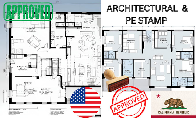 Do architectural stamp, city permit, pe permit, mep, floor plan, and site plan by Js0803532 | Fiverr