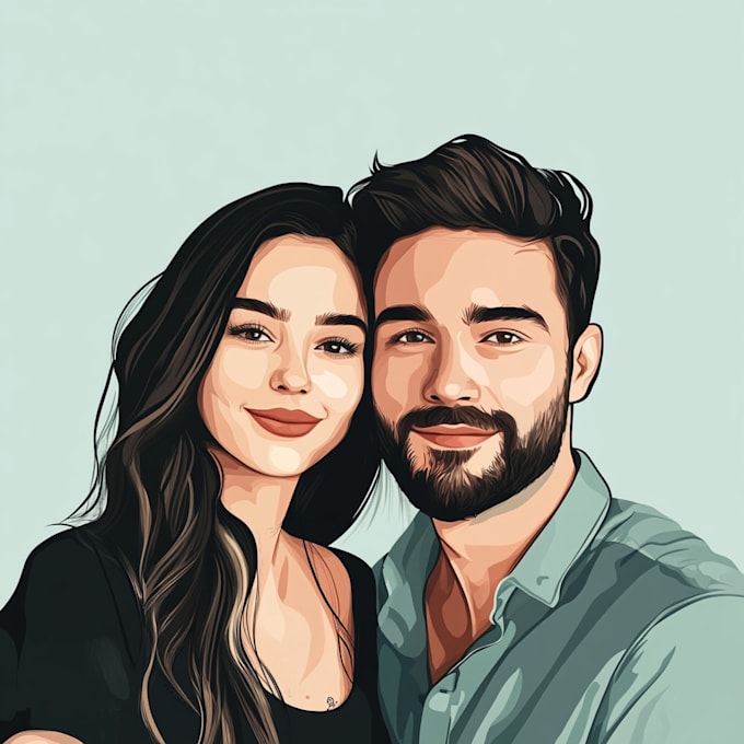 Make a cute cartoon couple portrait by Candancevis | Fiverr