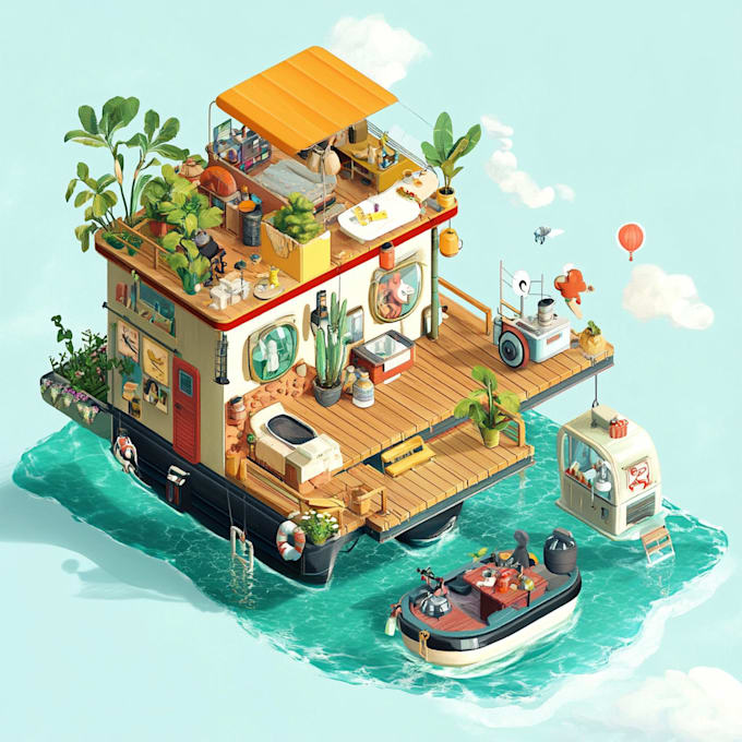 Draw 2d isometric illustration by Bromueru | Fiverr