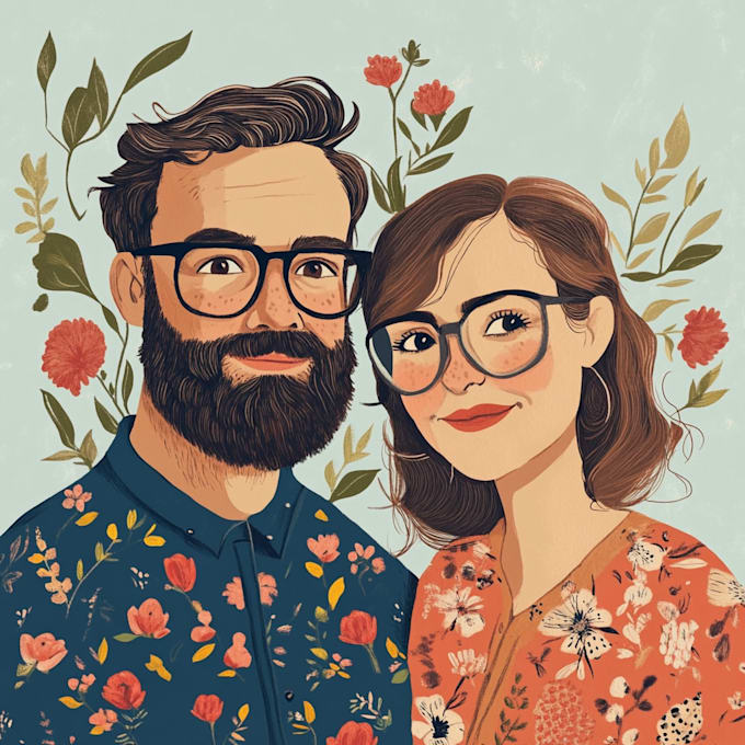 Create cute cartoon couple portrait by Louveniadle | Fiverr