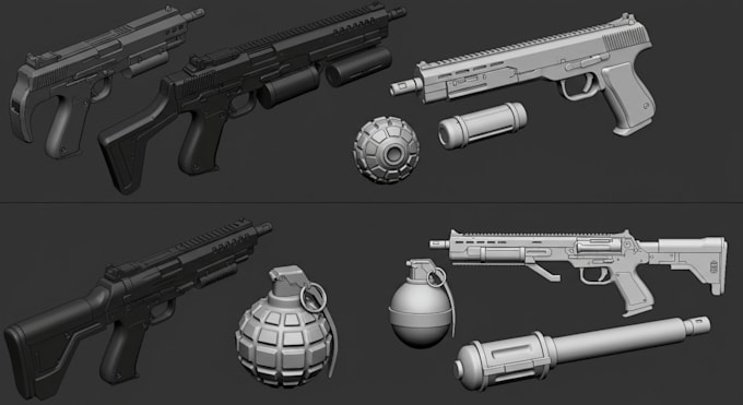 Create 3d gun model, grenade model 3d weapons for game 3d game assets ...