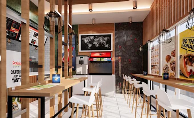 Do retail store, restaurant, cafe, interior and 3d rendering by Sutton ...