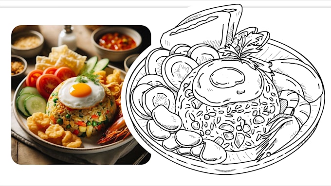 Clean line art of food, any product or presentation from your photo by ...