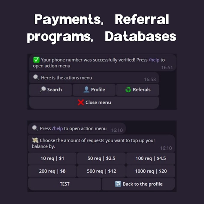 Develop telegram bots for different tasks by Cnddev | Fiverr
