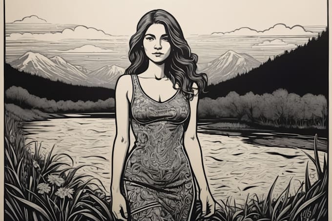 Create a custom portrait in linocut style by Olinolemn | Fiverr