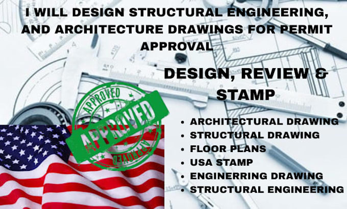 Draw, stamp seal architectural engineering drawings permit architecture ...