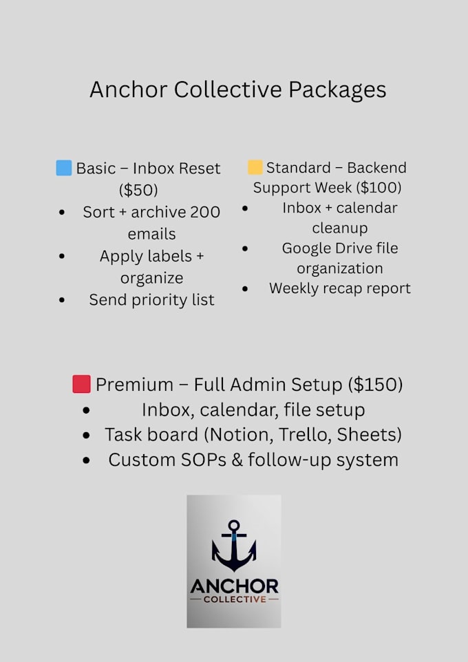 Manage your inbox and calendar professionally by Anchorcollectiv | Fiverr